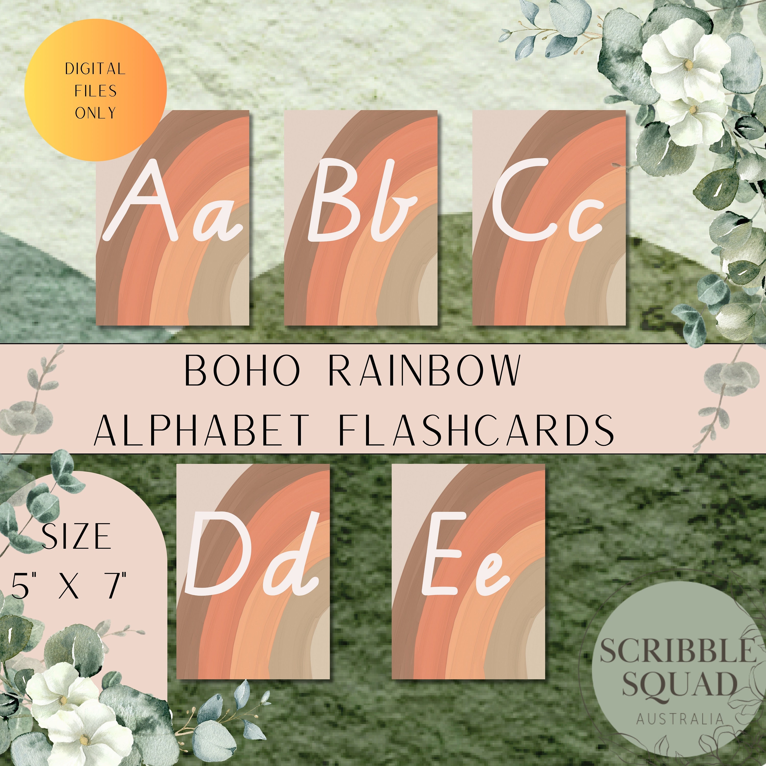 Boho Rainbow Alphabet Flashcards | Educational | A-Z Cards | Learning ...