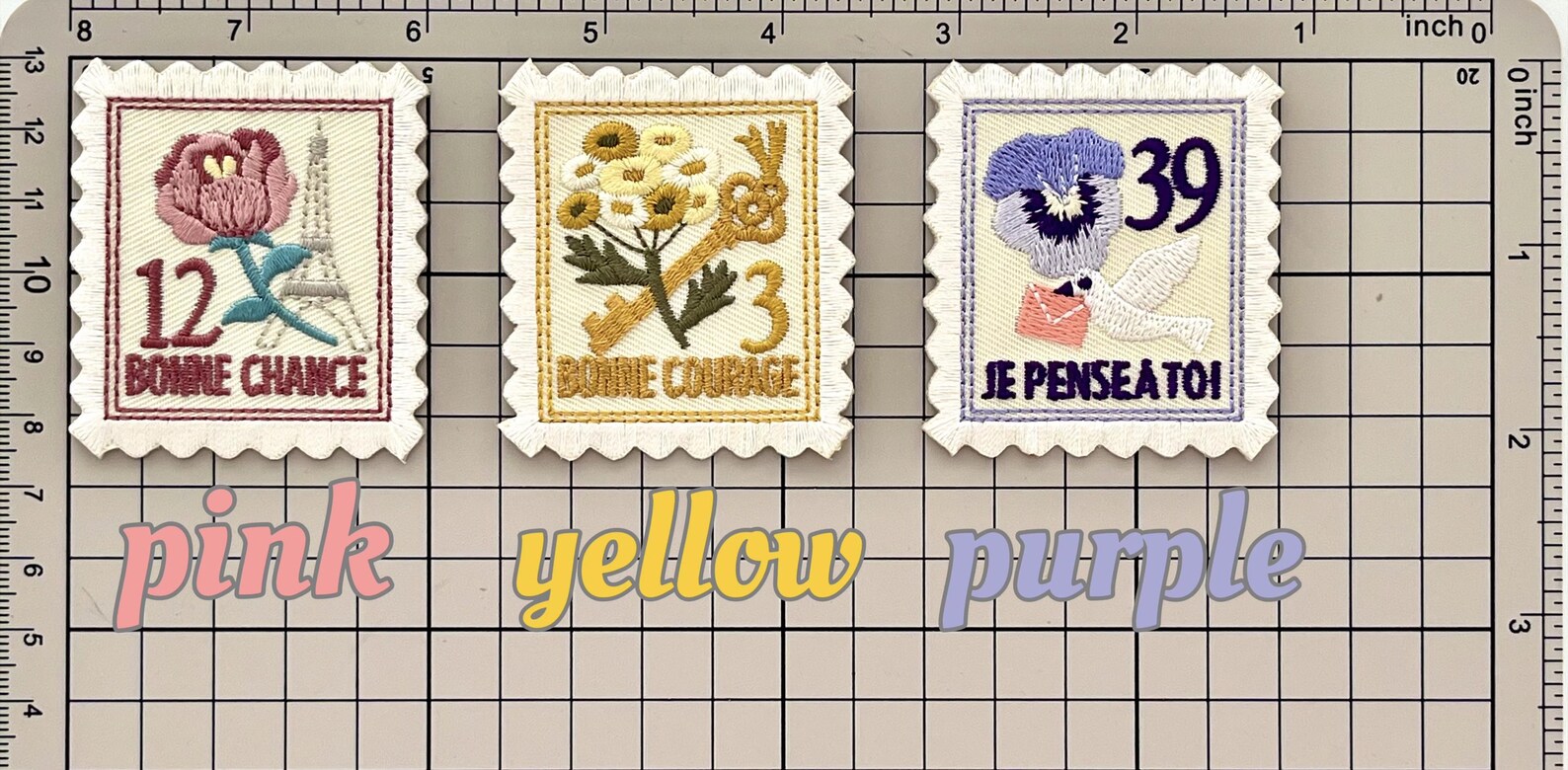 Flower Stamp Iron on Patch, Vintage Floral Embroidered Applique ...