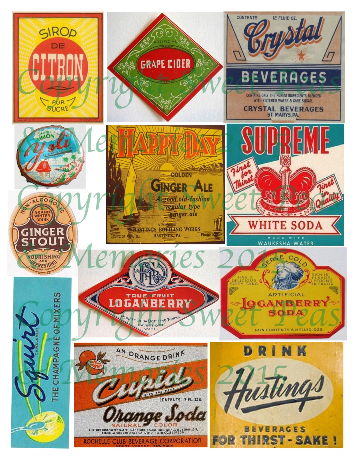 Soda Pop Summer 6 Digital Collage Sheet - Etsy