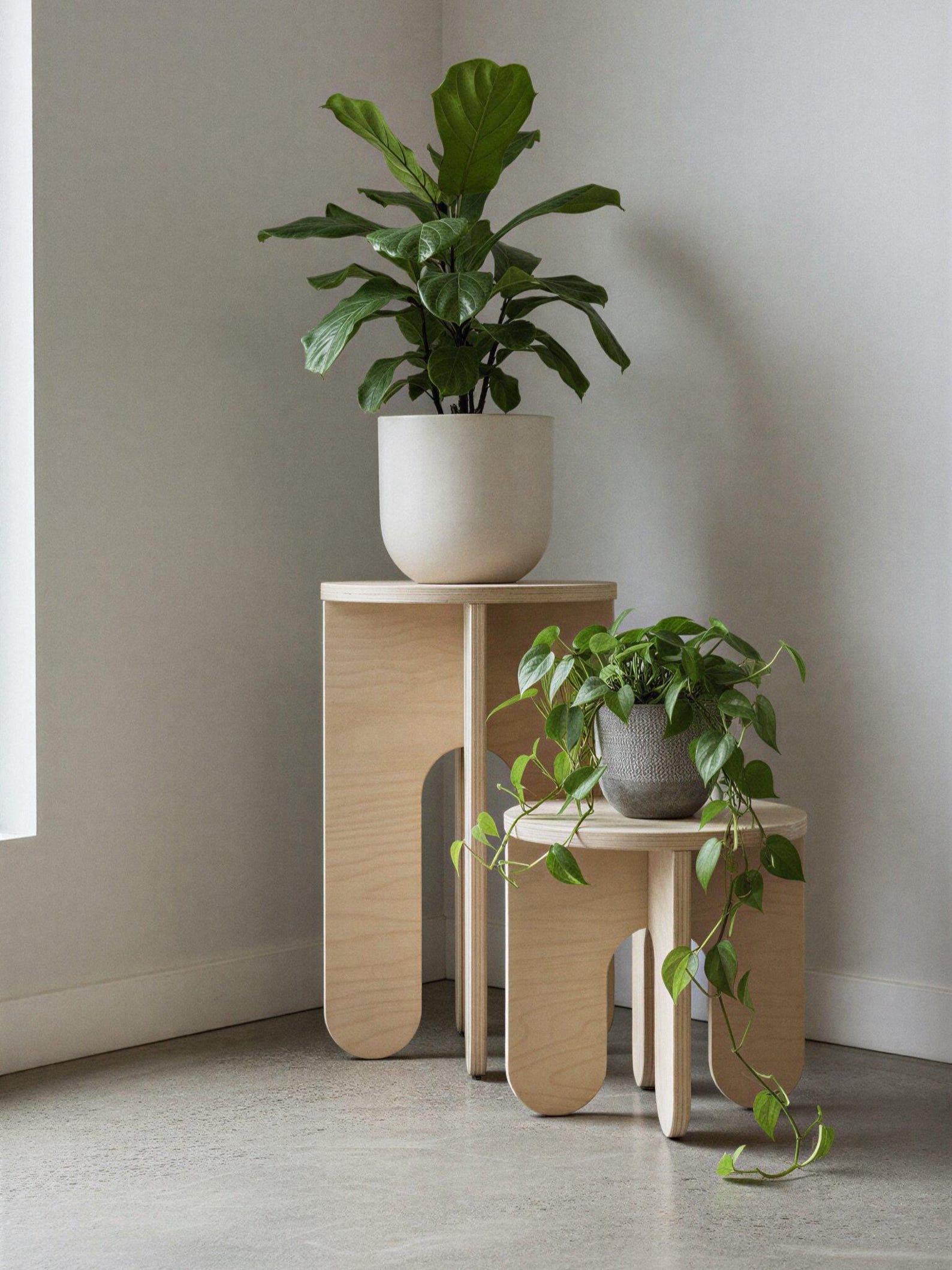 Mini Wooden Stool. Modern Side Table. Indoor Plant Stand. Small Side ...