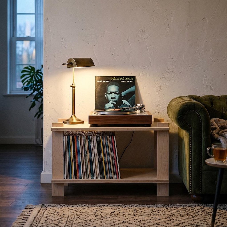 Modular Record Player Stand, Unfinished Birch Plywood Turntable Shelf ...