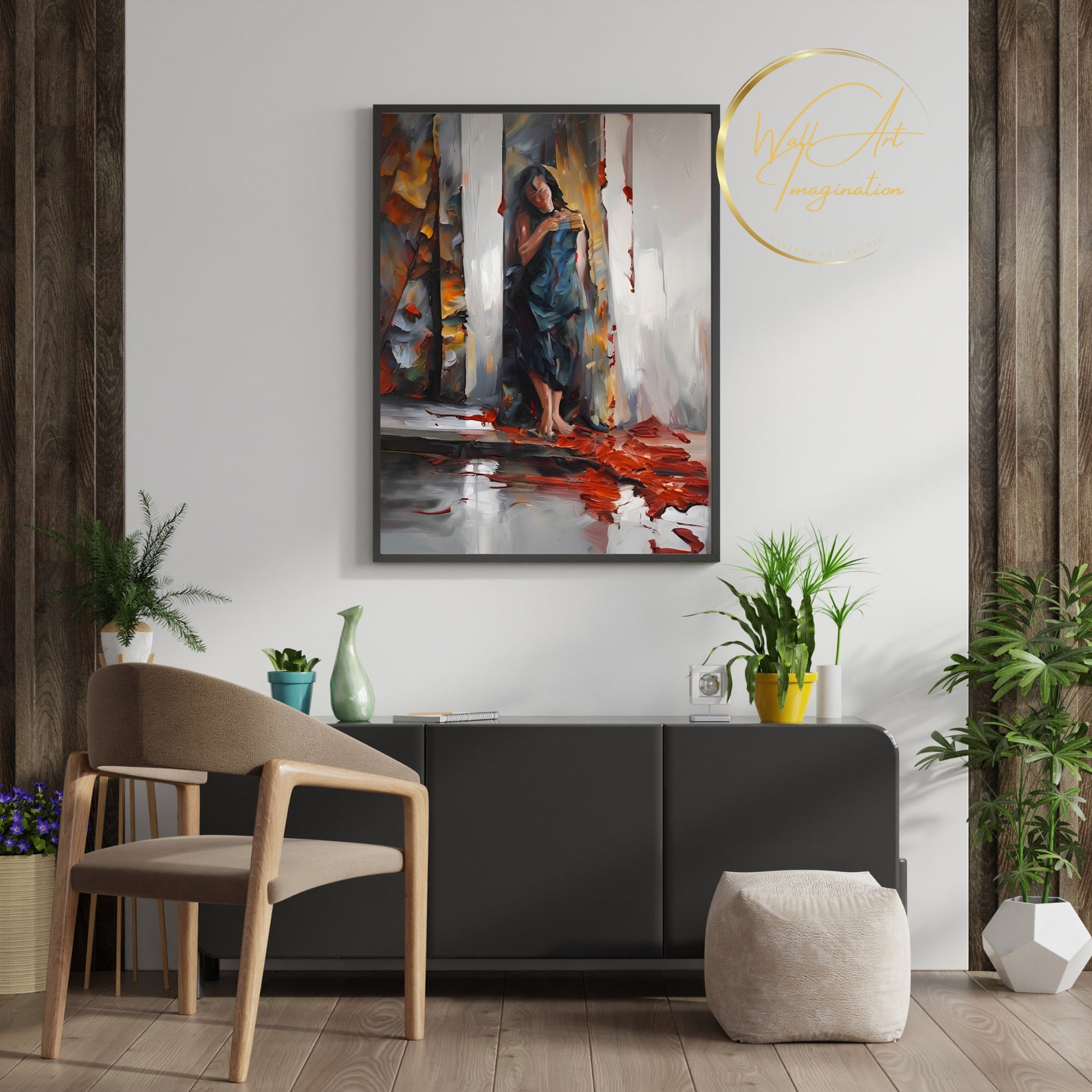 Abstract Horror Woman Portrait, Printable Wall Art Poster Design ...