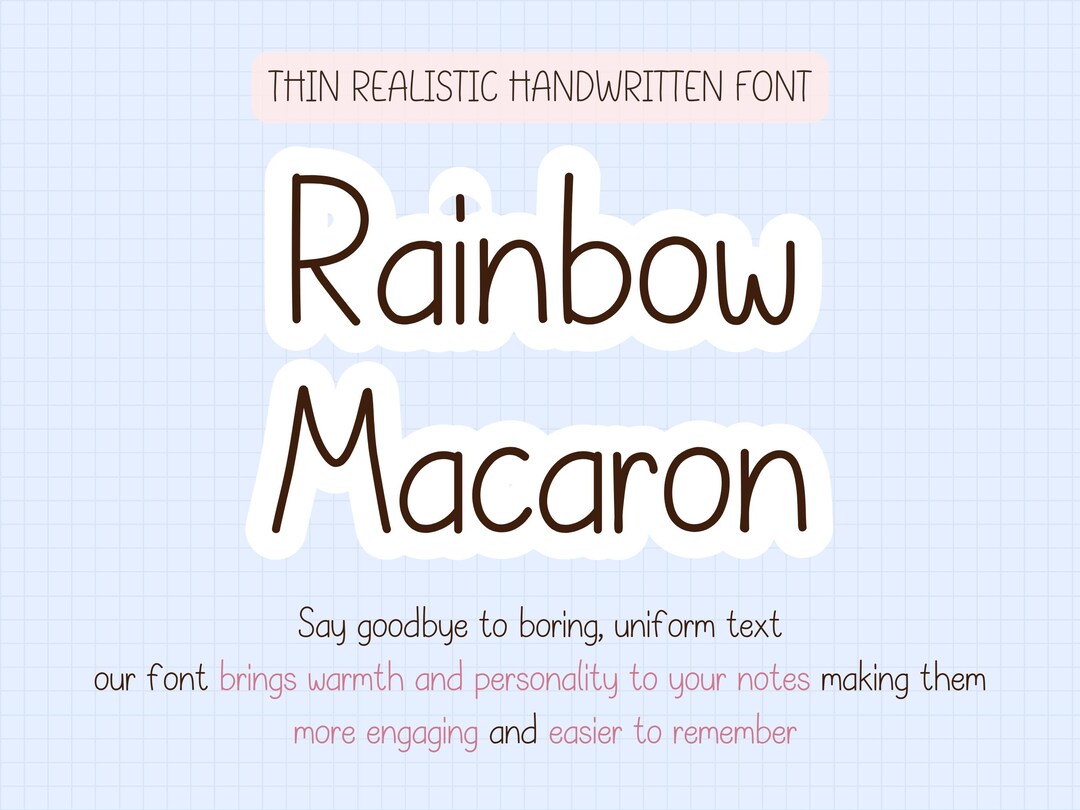 Rainbow Macaron Handwritten Font (TTF, OTF) - Etsy