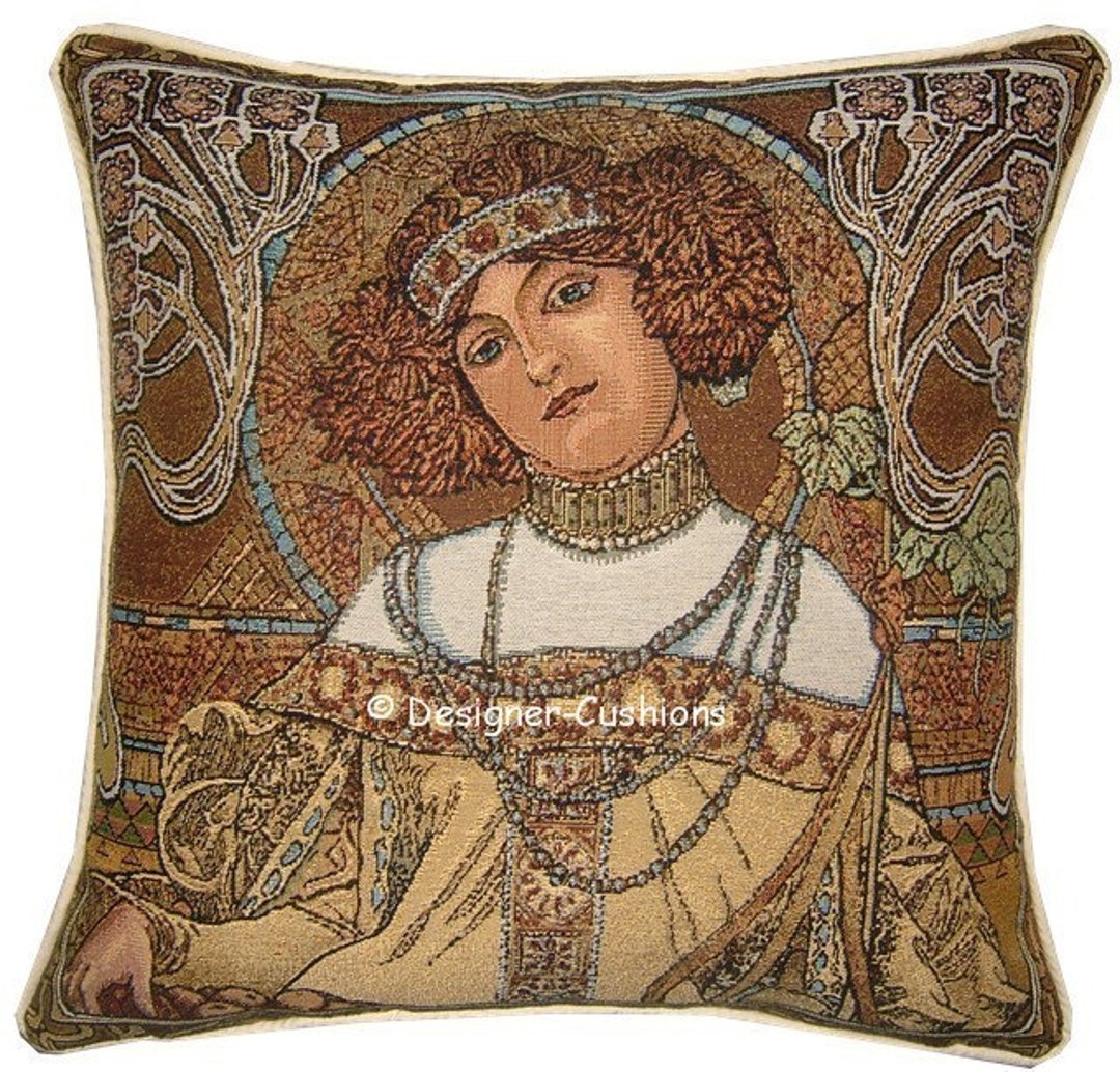 Alphonse Mucha Art Noveau Seasons Fall Autumn Tapestry Cushion Cover ...