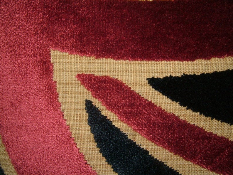 Union Jack Cut Velvet Blue British Flag Tapestry Cushion - Etsy