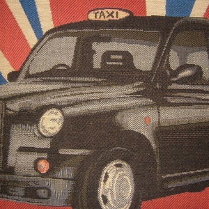 Union Jack Black London Taxi Cab Woven Tapestry Cushion Cover Sham - Etsy