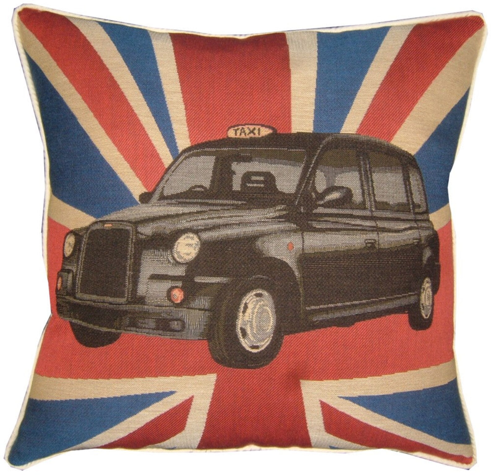 Union Jack Black London Taxi Cab Woven Tapestry Cushion Cover Sham - Etsy