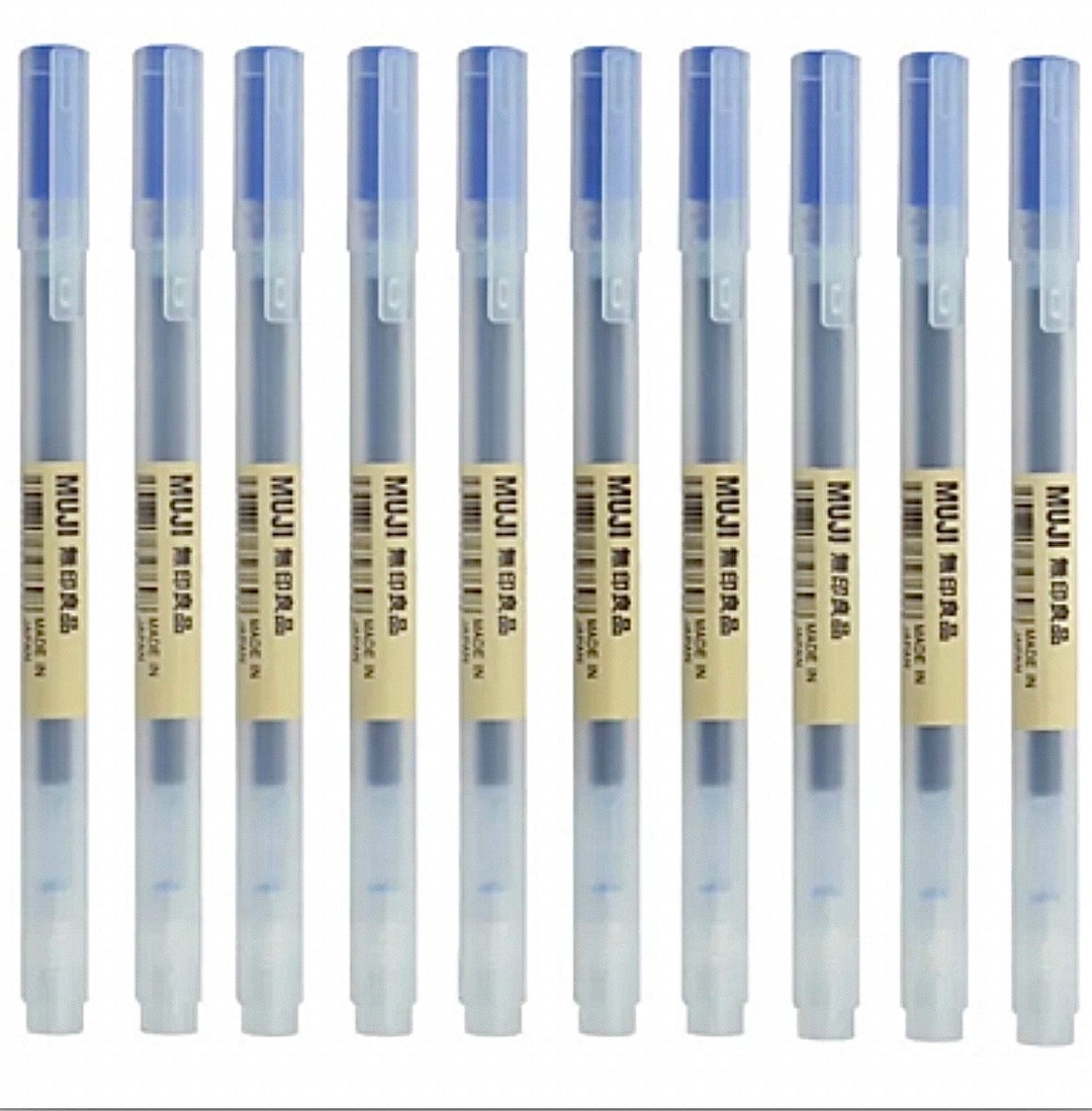 Muji 10 Pack 0.5MM Gel Ink Ball Point Pen BLUE - Etsy