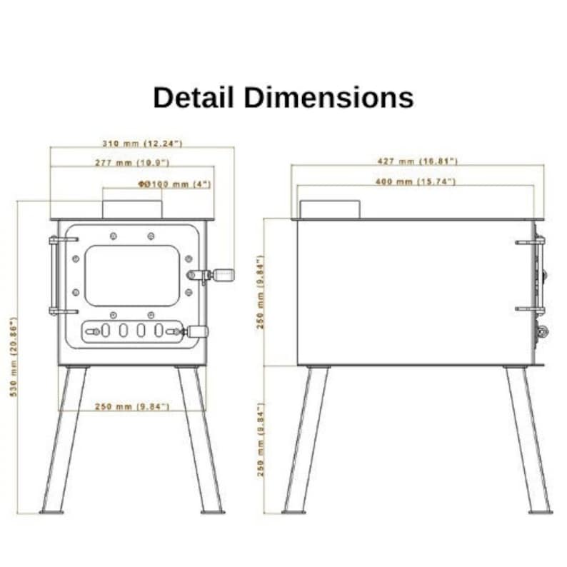 Long Type Wood Stove for Small Spaces, Caravan Stove, Campervan Stove ...