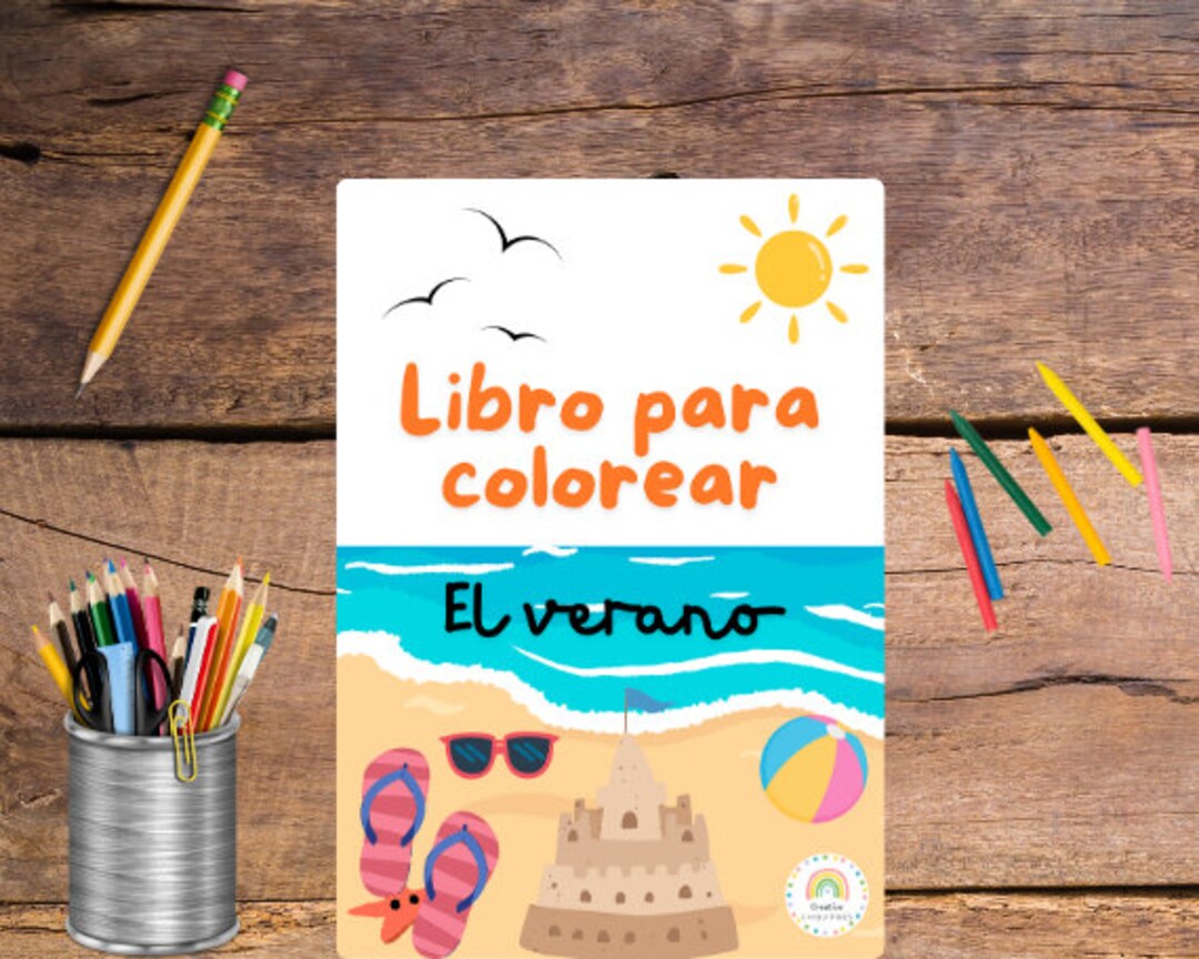 Spanish Summer Coloring Book- Libro Para Colorear El Verano 18 Pages - Etsy