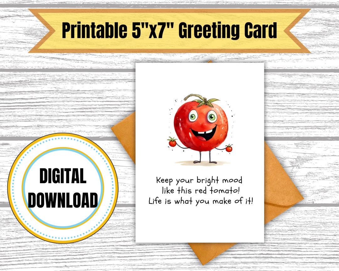 Funny Printable Tomato Greeting Card Digital Download, Humorous Card ...