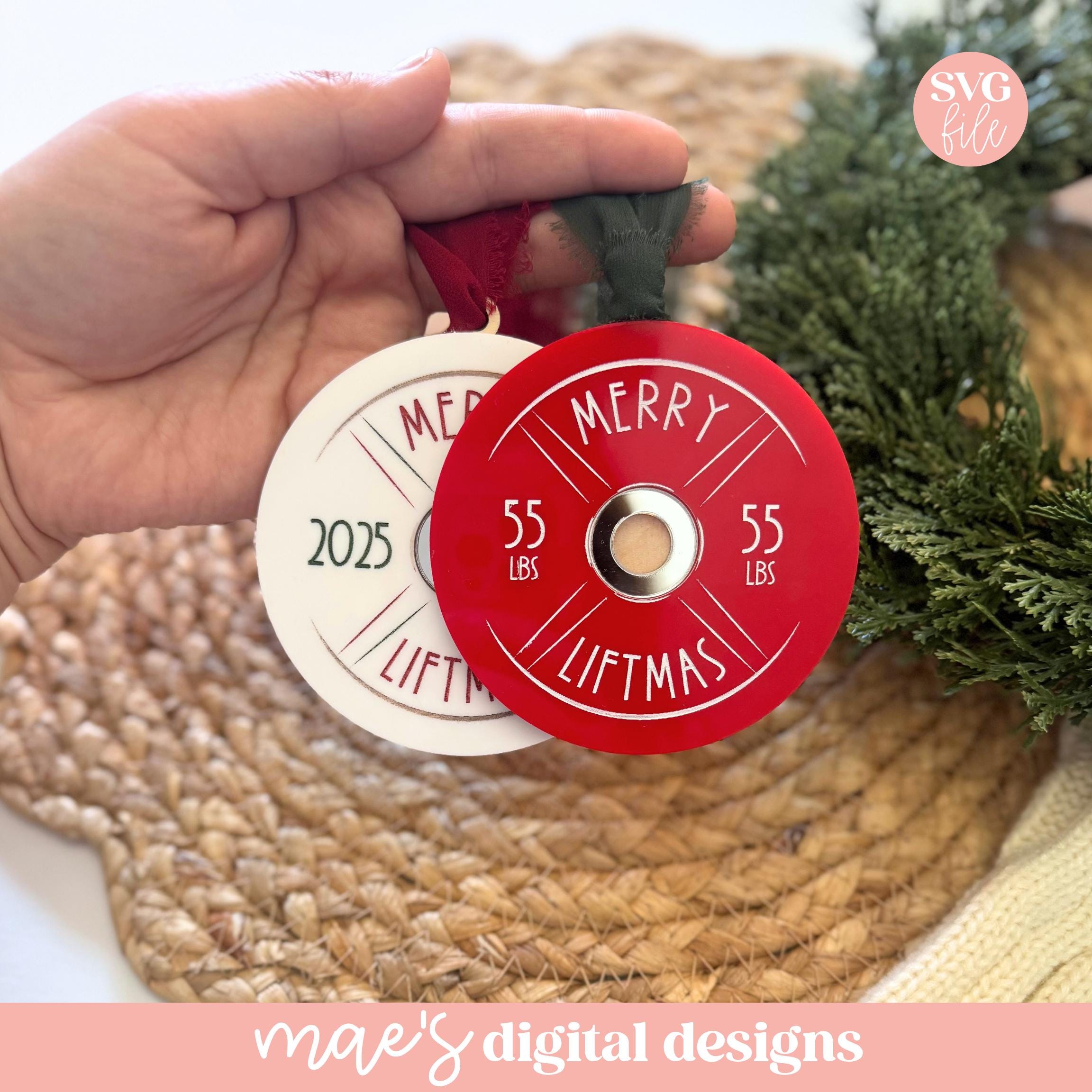 SVG Merry Liftmas Ornament, Merry Liftmas Ornament Laser File ...
