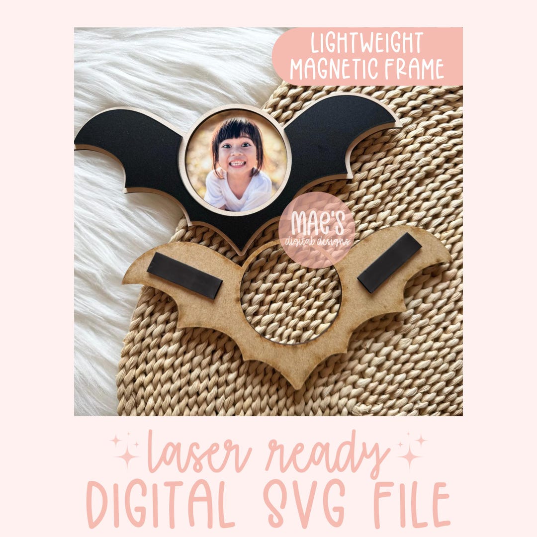 SVG Bat Photo Frame, Halloween Photo Frame Laser File, Cute Halloween ...