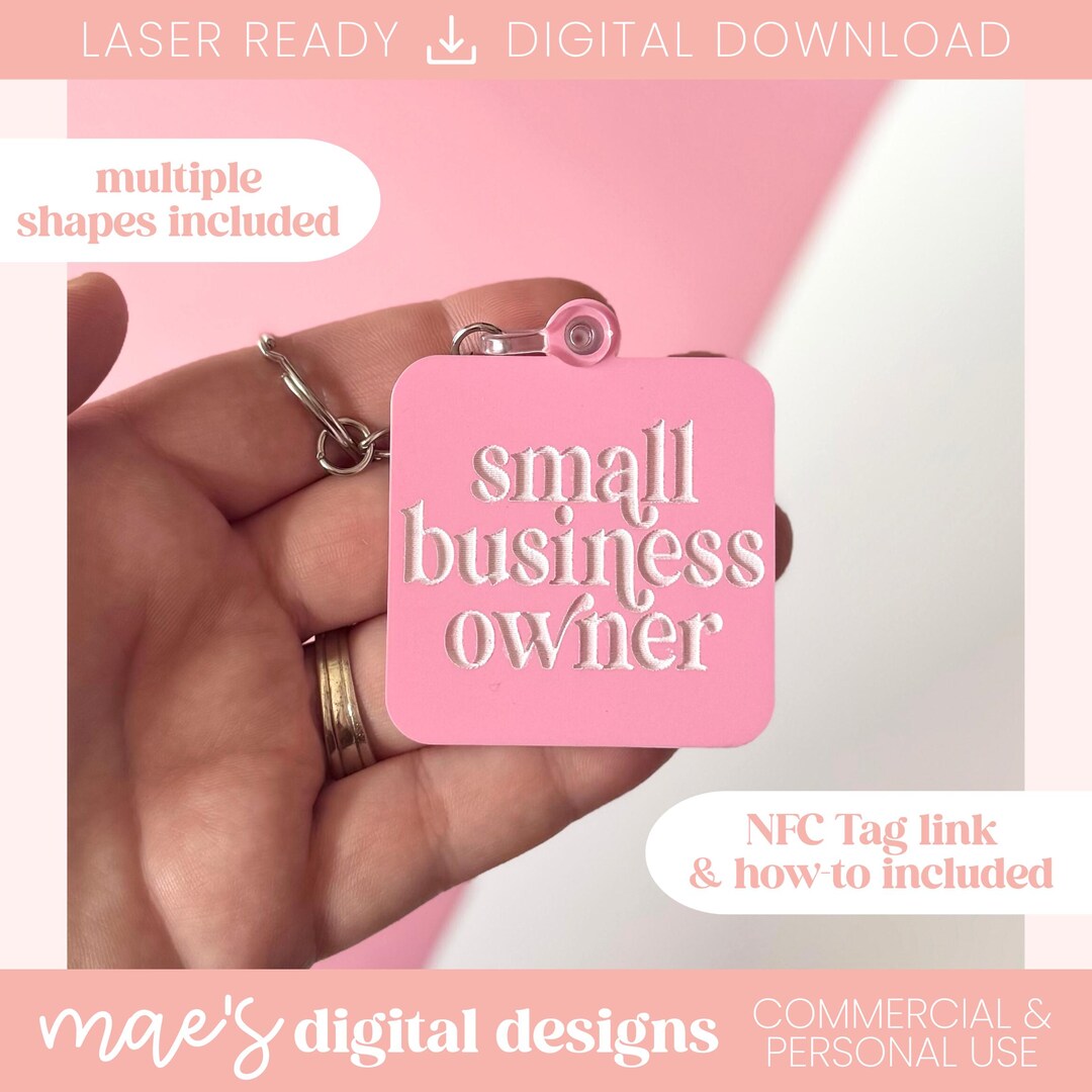 Small Business NFC Tag Keychain SVG, NFC Tag Laser File, Small Biz ...