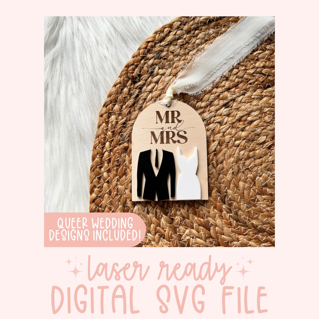 SVG Wedding Gift Tag, SVG Wedding Ornament, Gay Ornament Laser File ...