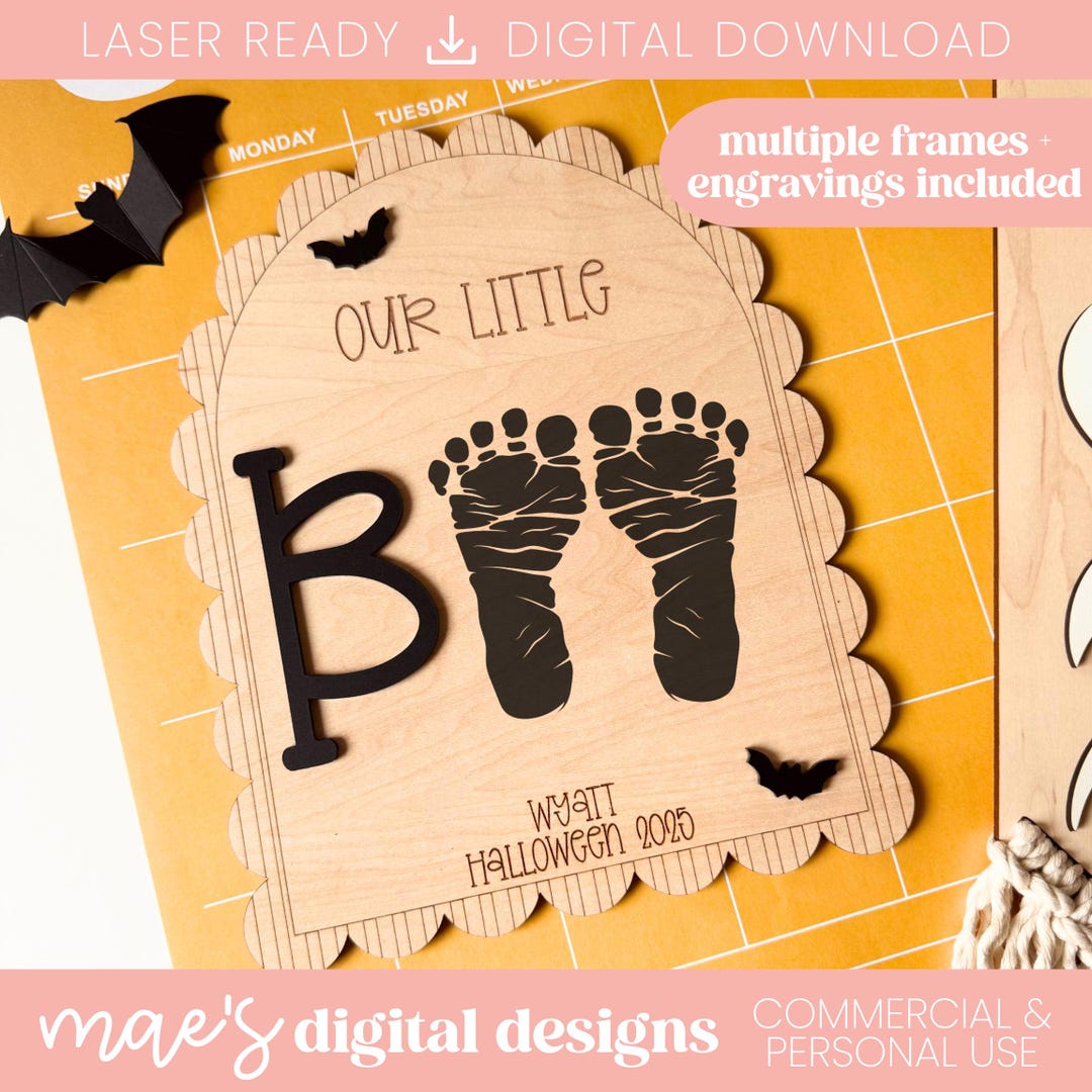 Our Little Boo Footprint Keepsake SVG, Halloween Footprint Laser File ...