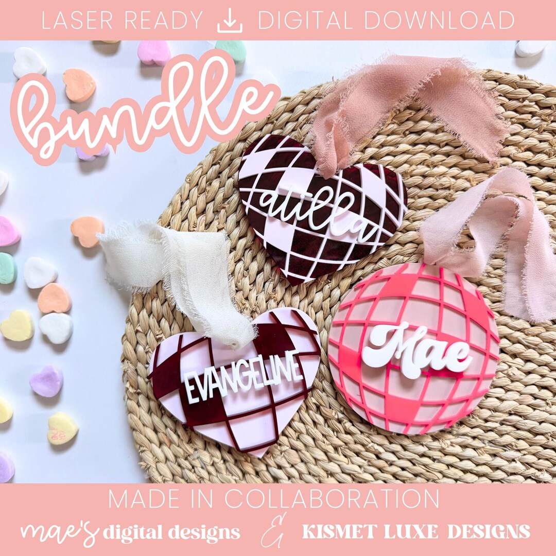 Disco Ball Valentine Bundle SVG, Disco Ball Valentine Tag SVG, Retro ...