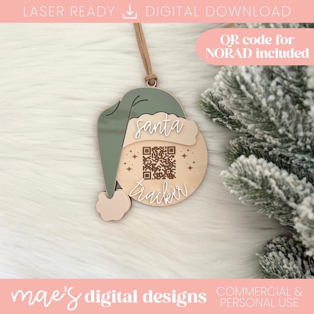 SVG Santa Tracker Ornament, Kids Christmas Ornament Laser File, Cute ...