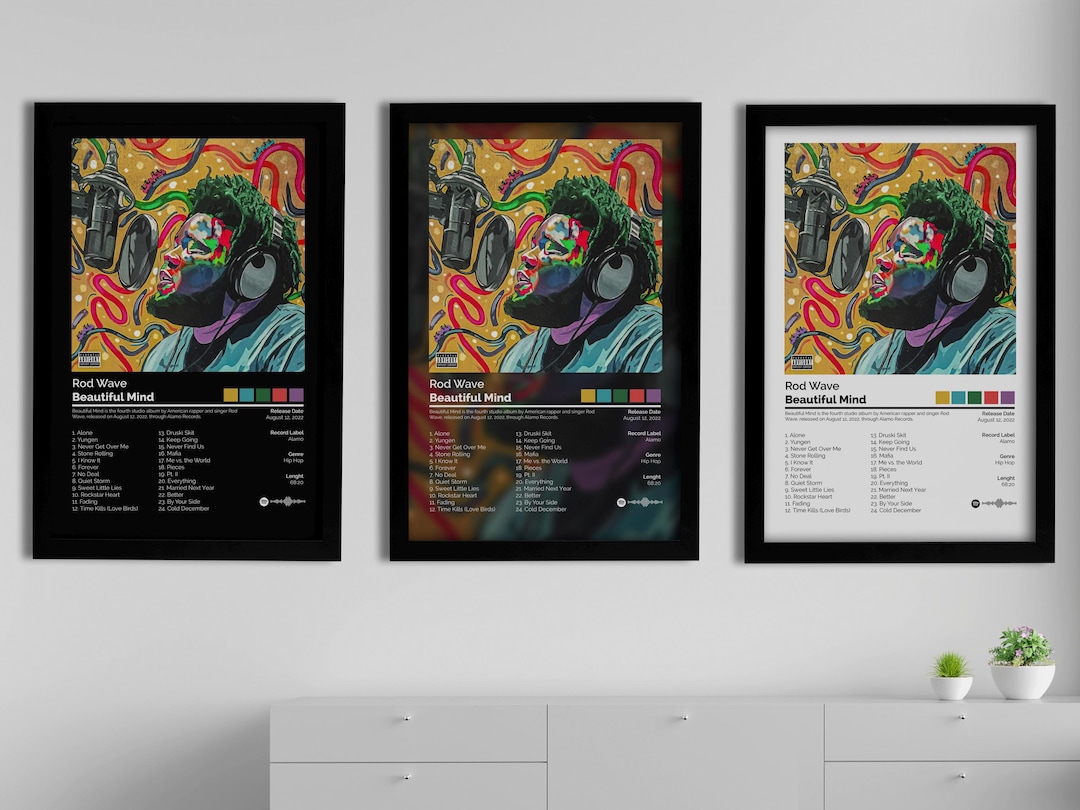 Rod Wave - Beautiful Mind - Album Poster - Hip Hop Wall - Personalized ...