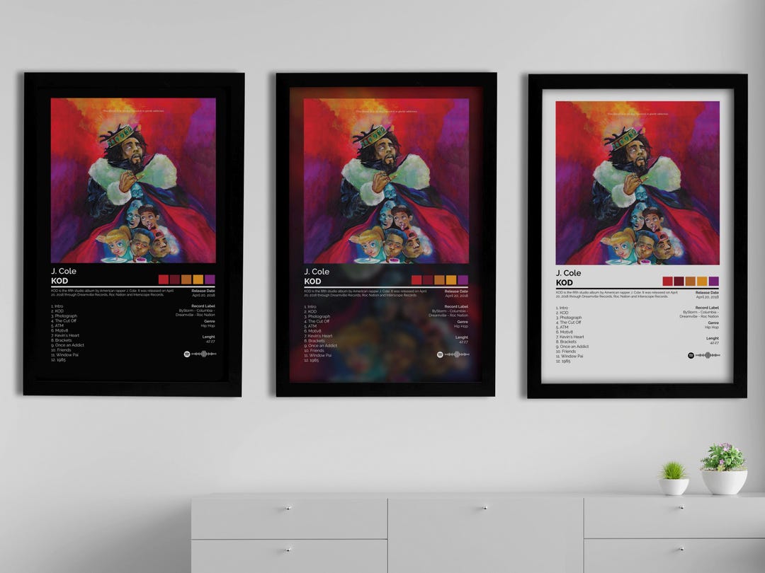 J. Cole - KOD - Album Poster - Hip Hop Wall - Personalized Album Cover ...
