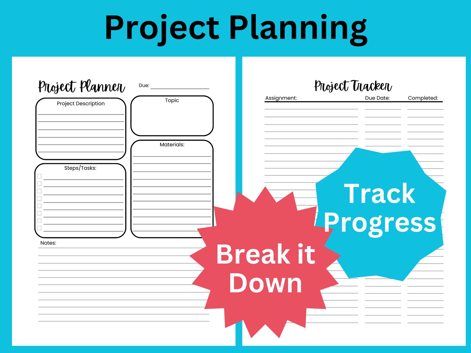 Printable Planner Pages, Daily Weekly Monthly Planner, Project Planner ...
