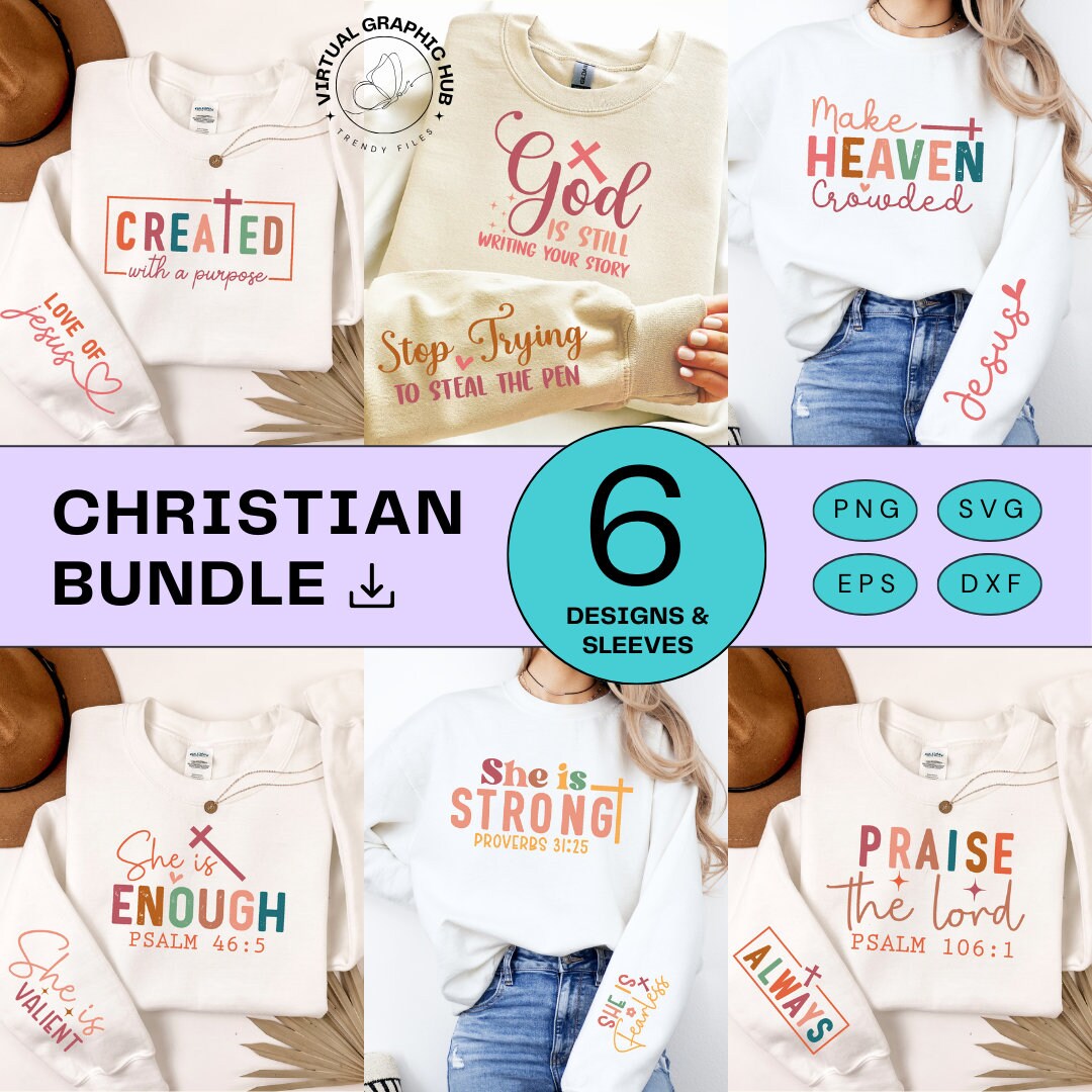 Christian Svg Png Bundle, Christian Sleeve Svg, Bible Verse Svg, Sleeve ...