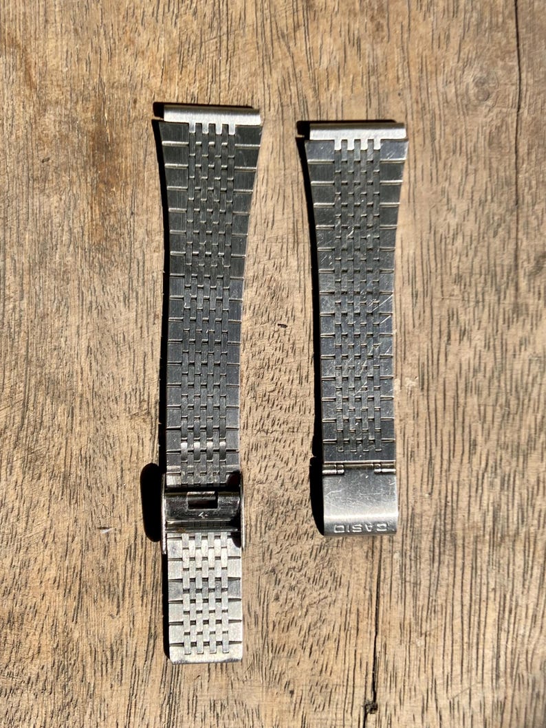 Vintage 19mm Casio 70’s 80’s Style Watch Bracelet Strap Stainless Steel ...