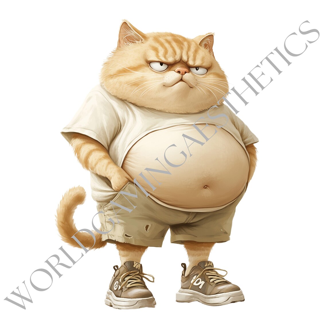 Chubby Cat PNG: Funny Cartoon Animal Clipart Sticker - Etsy