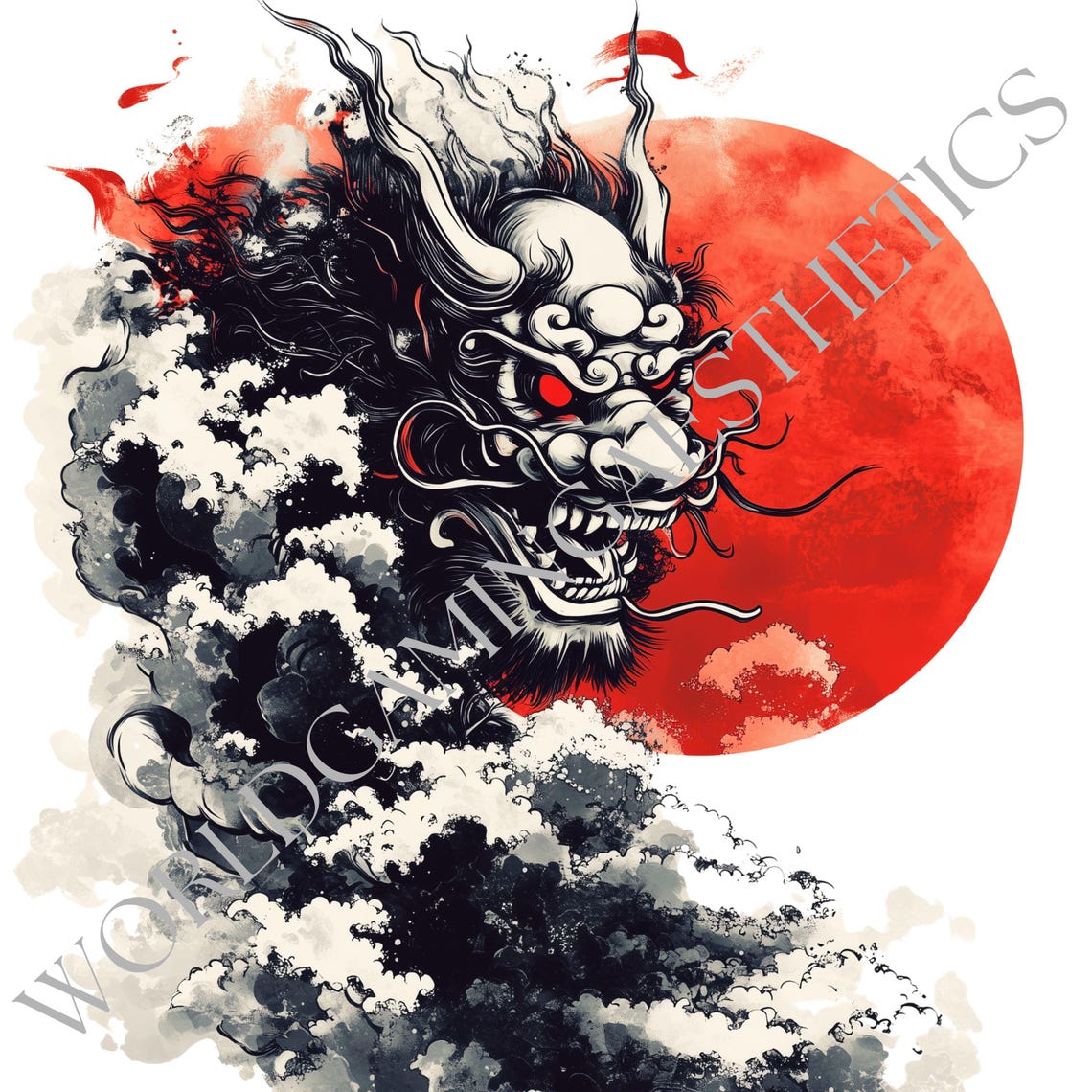 Japanese Yokai Art PNG: Warrior Design, Clipart Sticker (digital ...