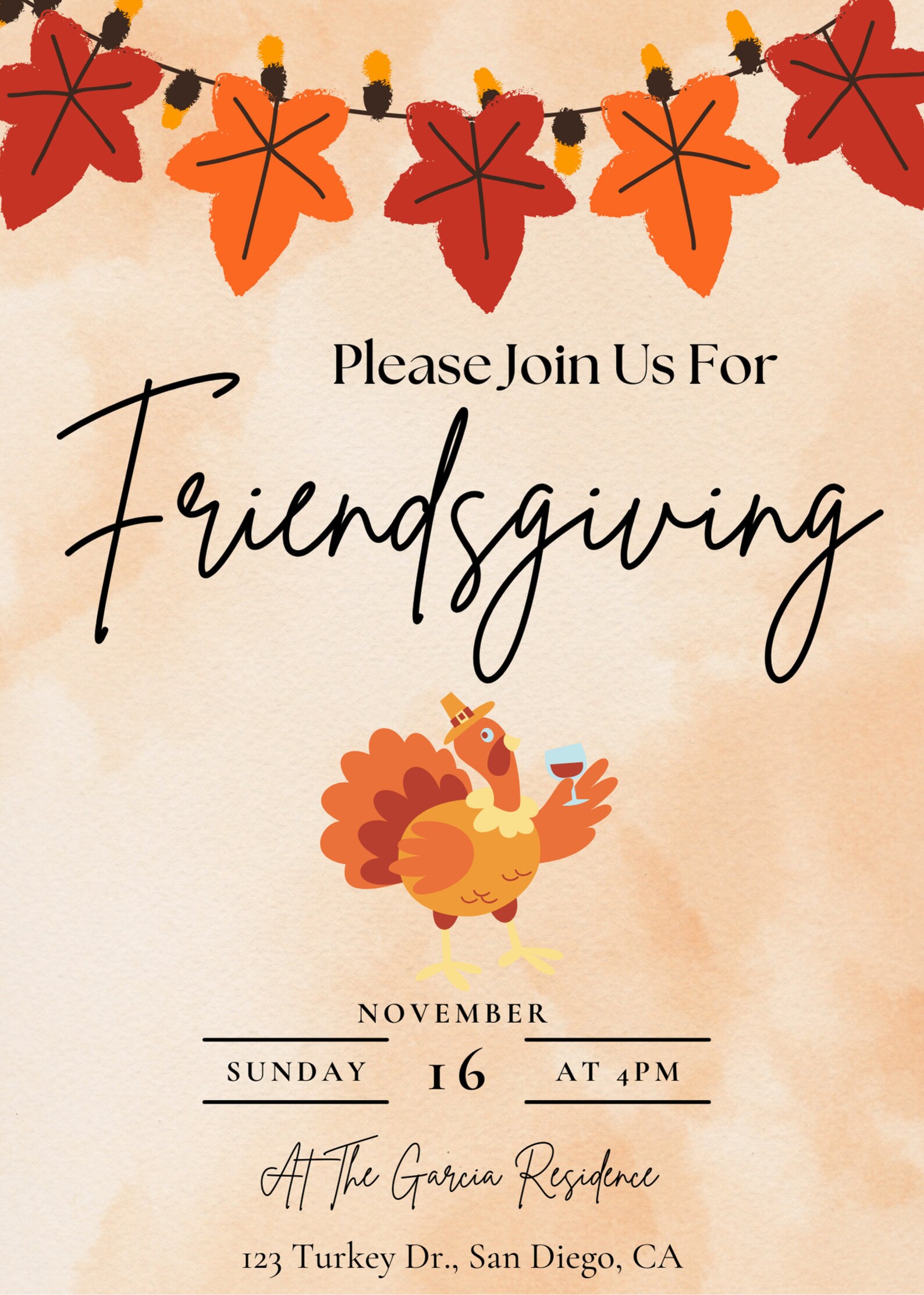 Friendsgiving Invitation Template: Editable Thanksgiving Dinner (canva ...