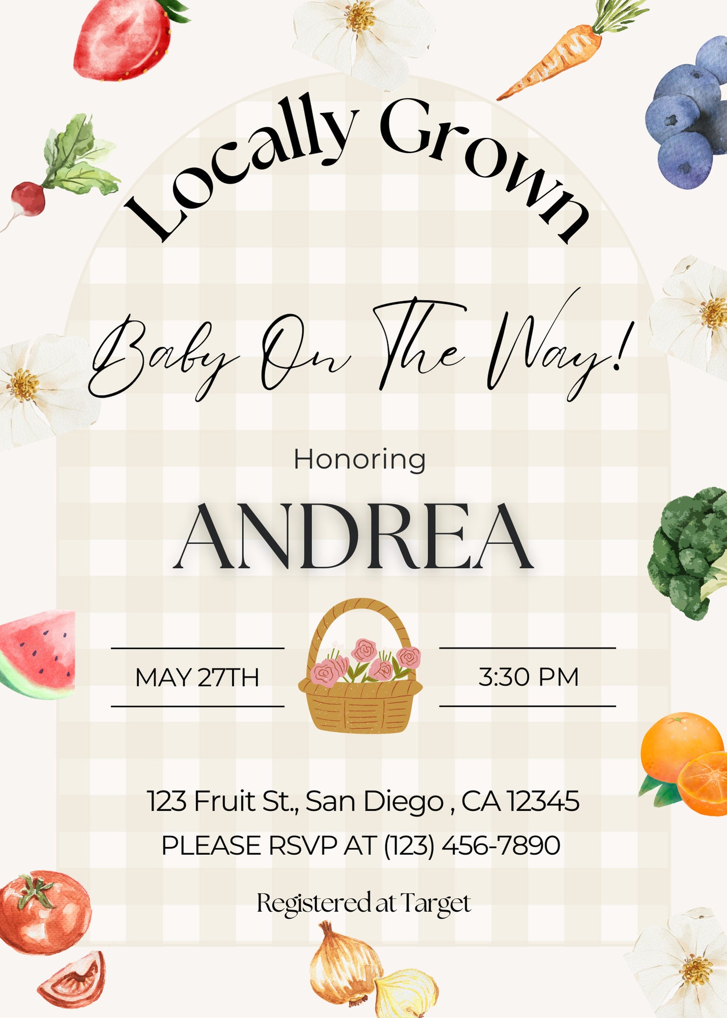Locally Grown Baby Shower Invitation: Editable Canva Template (digital ...