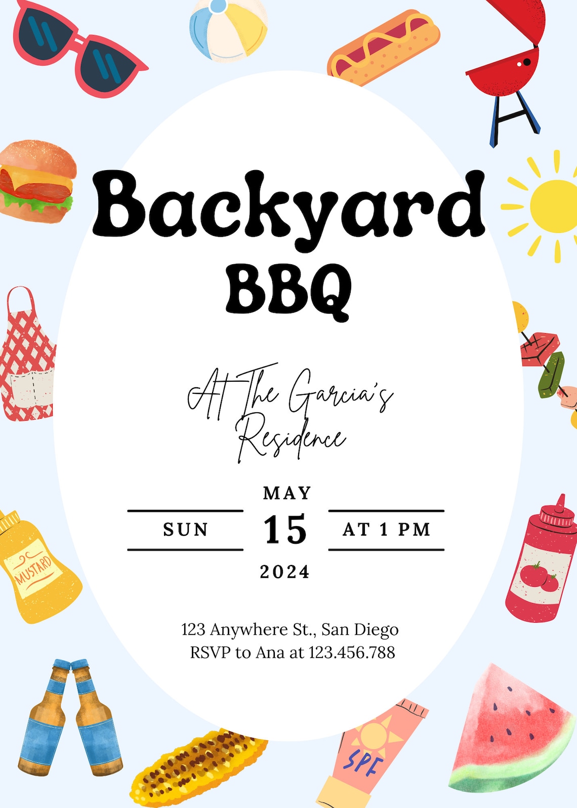 Backyard BBQ Party Invitation: Editable Canva Template (digital ...