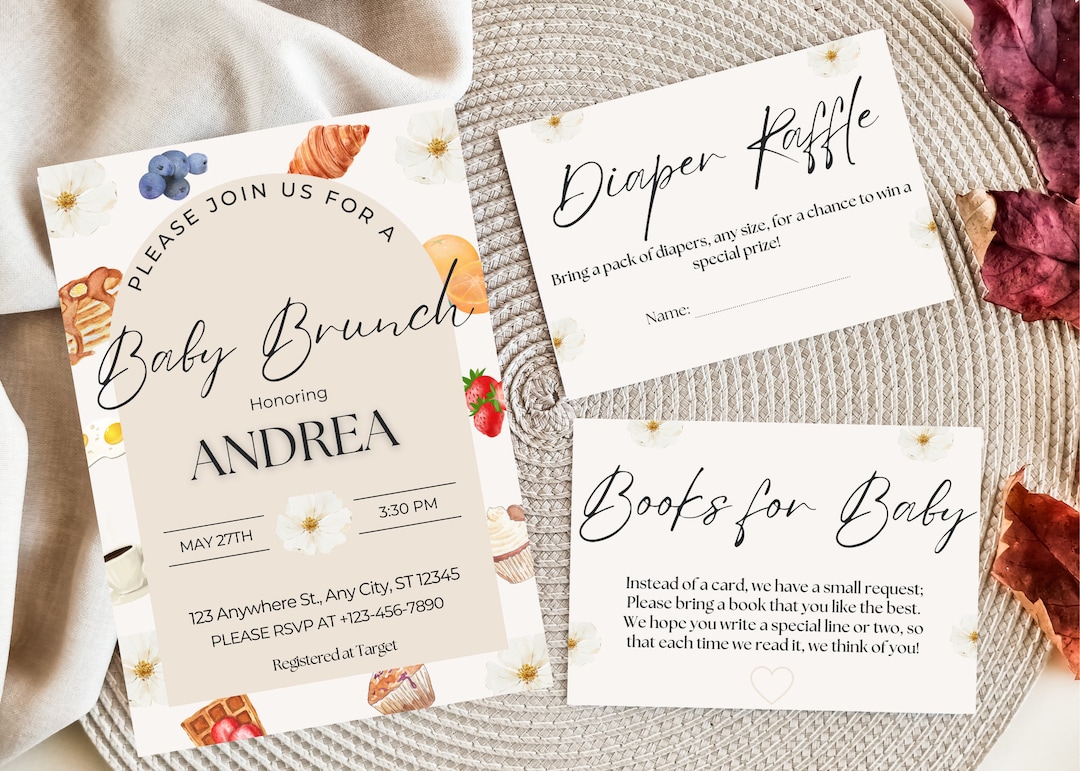 Baby Brunch Invitation Bundle: Books for Baby, Diaper Raffle (digital ...