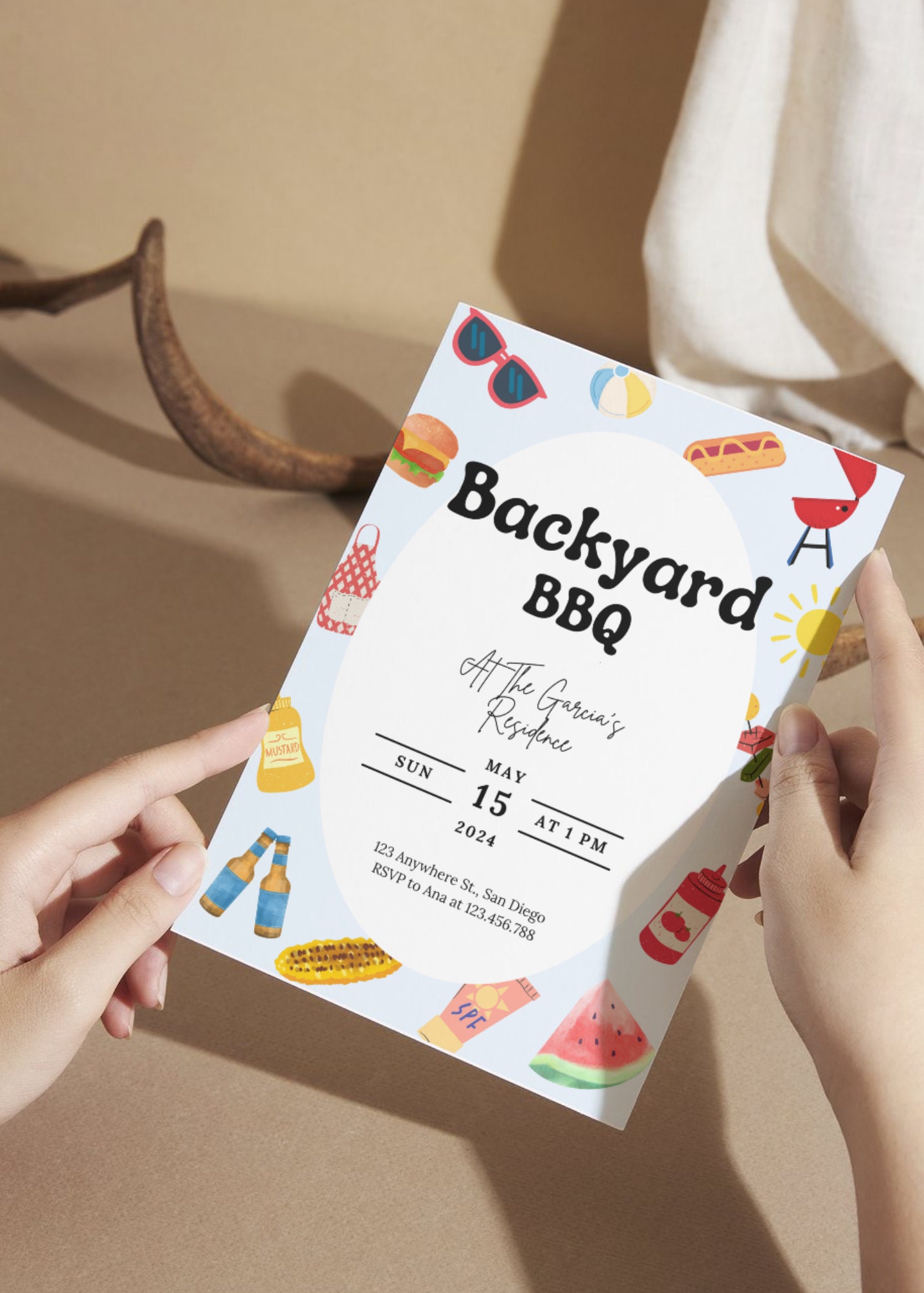 Backyard BBQ Party Invitation: Editable Canva Template (digital ...