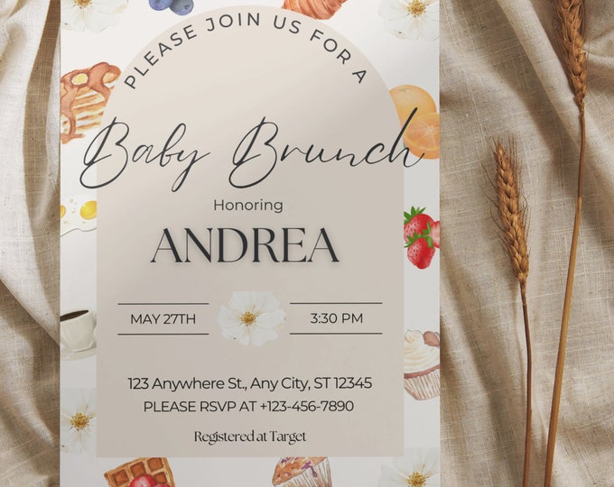 Baby Brunch Baby Shower Invitation Template - Editable Canva Design ...