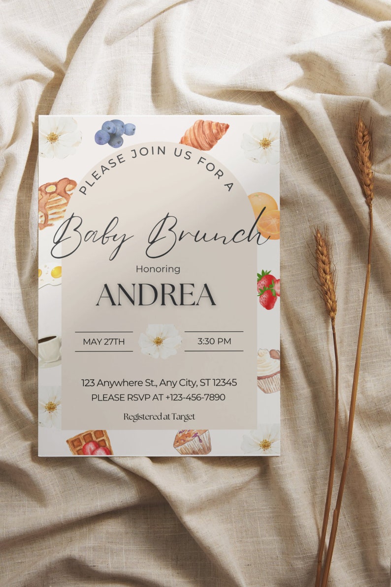 Baby Brunch Baby Shower Invitation Template - Editable Canva Design ...