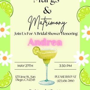 Margs & Matrimony Bridal Shower Invitation: Editable Canva Template ...