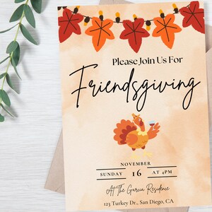 Friendsgiving Invitation Template: Editable Thanksgiving Dinner (canva ...