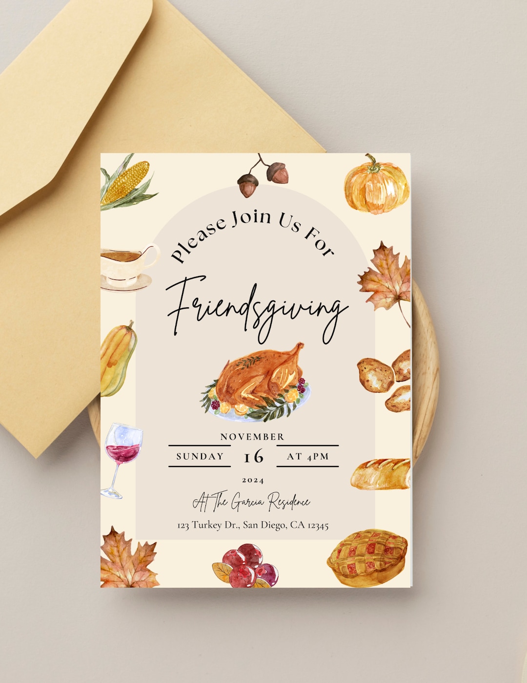 Friendsgiving Dinner Invitation Template - Editable Canva Design Fall ...