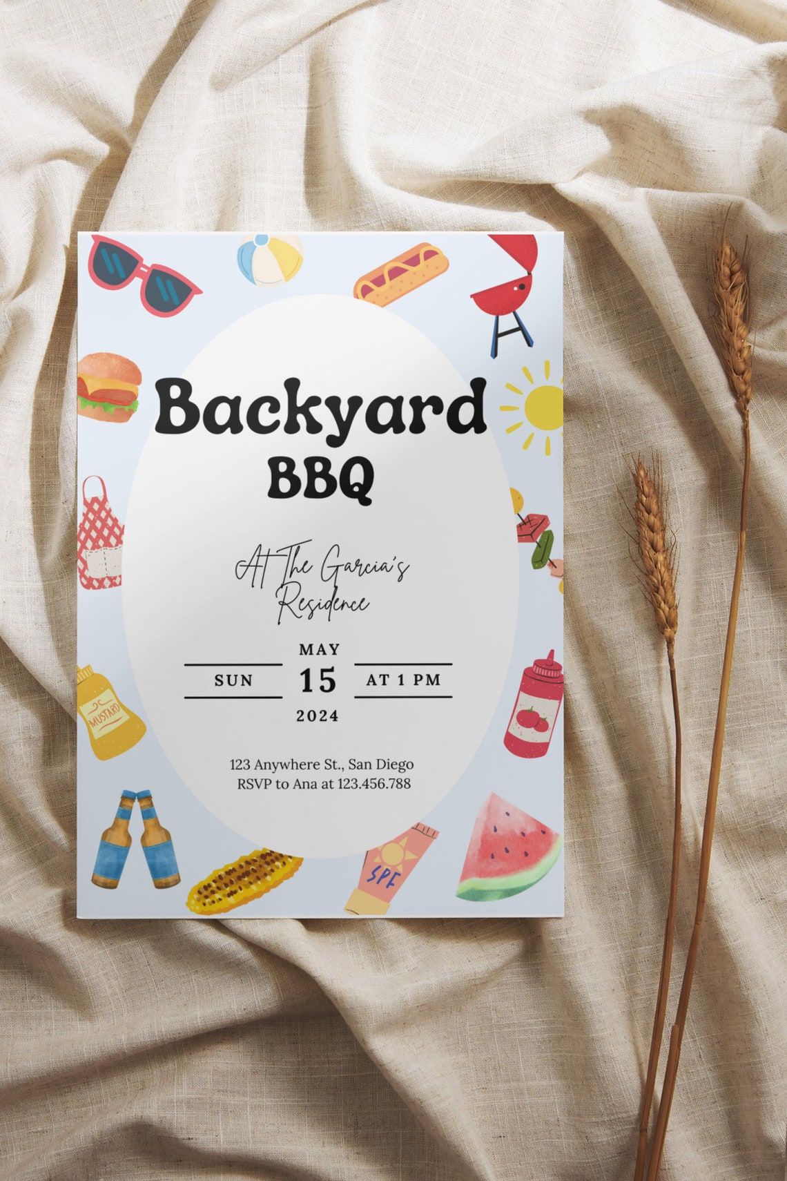 Backyard BBQ Party Invitation: Editable Canva Template (digital ...