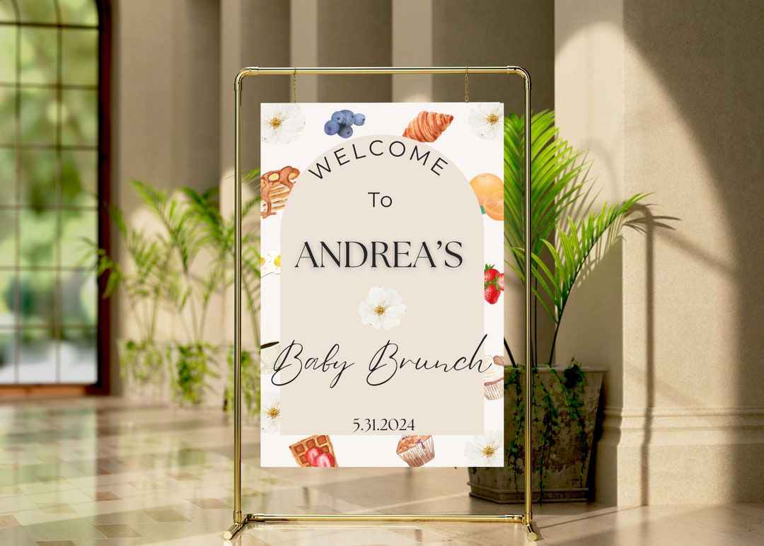 Baby Brunch Baby Shower Sign Template, Welcome Sign - Editable Canva ...