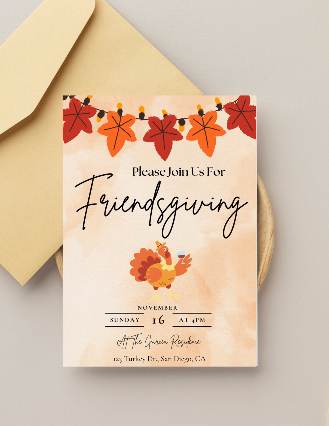 Friendsgiving Invitation Template: Editable Thanksgiving Dinner (canva ...