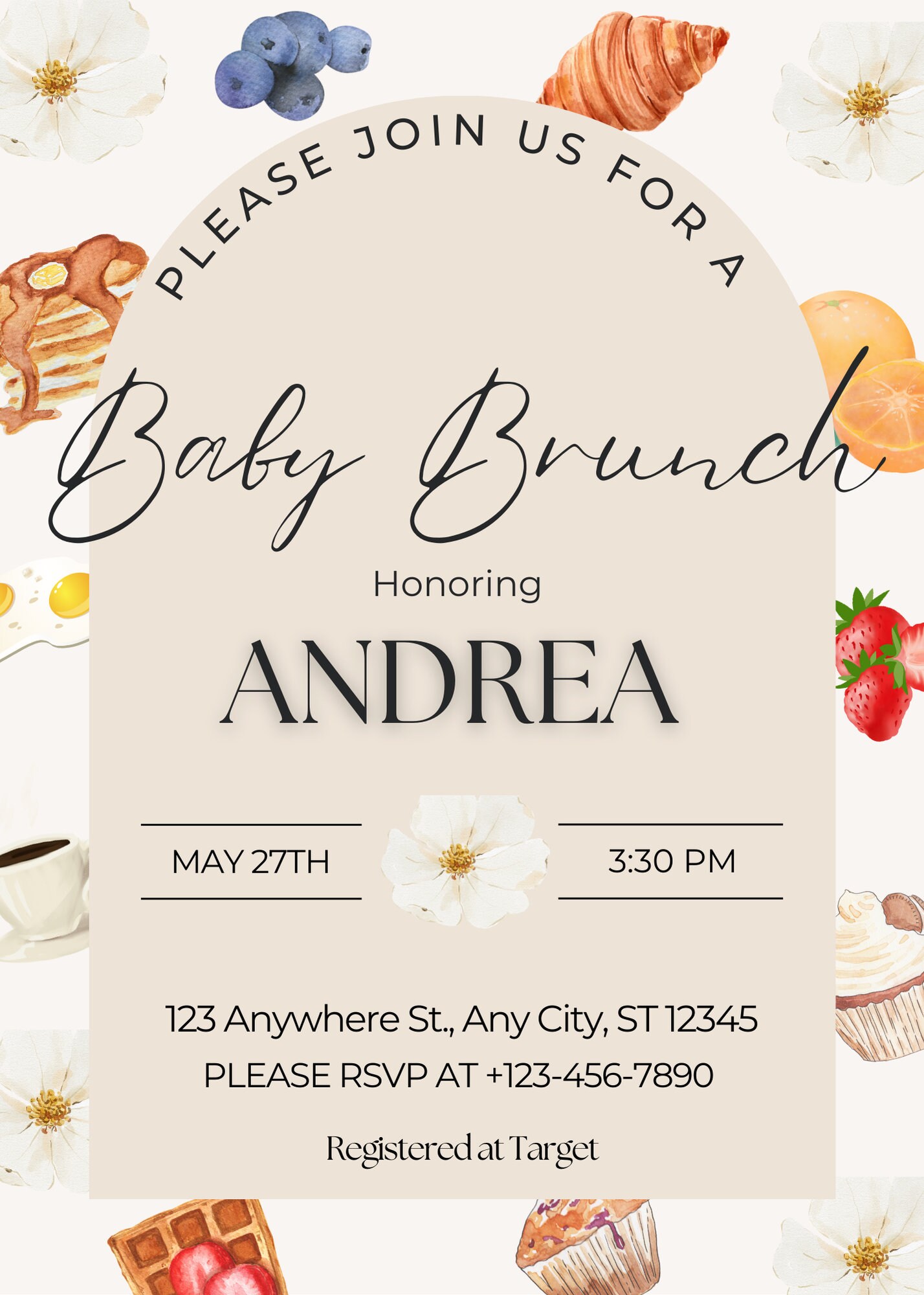 Baby Brunch Baby Shower Invitation Template - Editable Canva Design ...