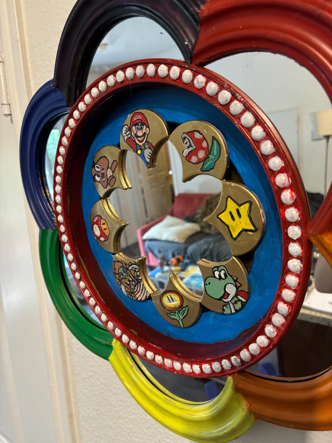 Hand Painted Mario Bros Mirror Custom Designed. Fun for a Mario Fan! - Etsy