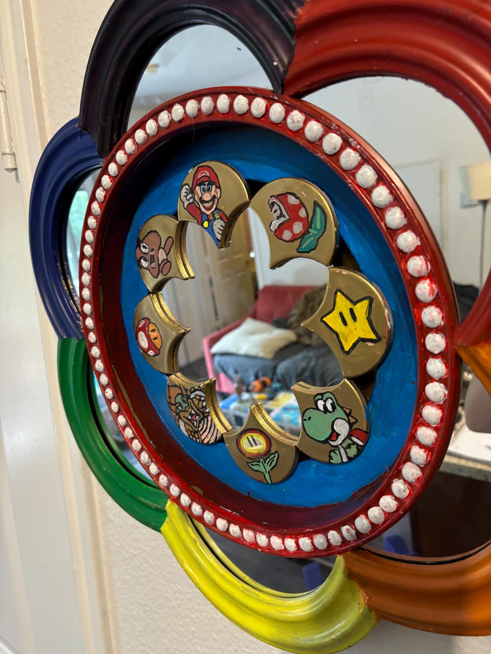 Hand Painted Mario Bros Mirror Custom Designed. Fun for a Mario Fan! - Etsy