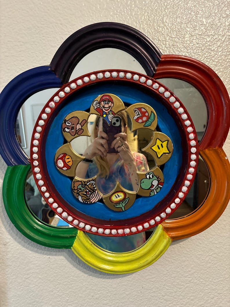 Hand Painted Mario Bros Mirror Custom Designed. Fun for a Mario Fan! - Etsy