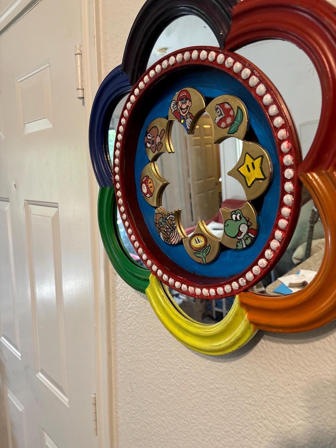 Hand Painted Mario Bros Mirror Custom Designed. Fun for a Mario Fan! - Etsy