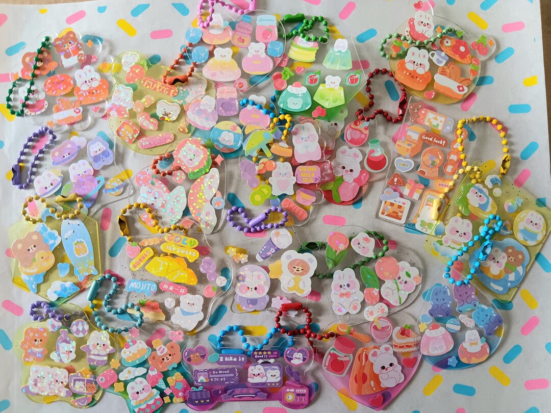 Kawaii Acrylic Keychains- Cute Pastel Animals, Food and Drinks Glitter ...