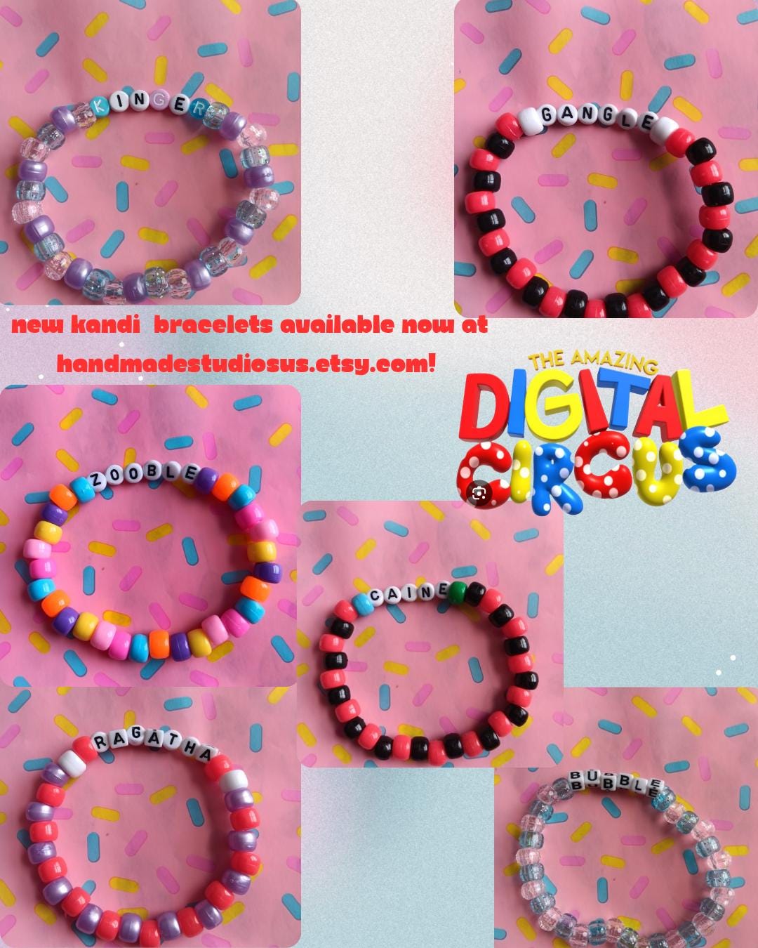 Tadc Kandi Bracelets/cartoon/webseries/tv Show/jax/pomni/ragatha/kinger ...