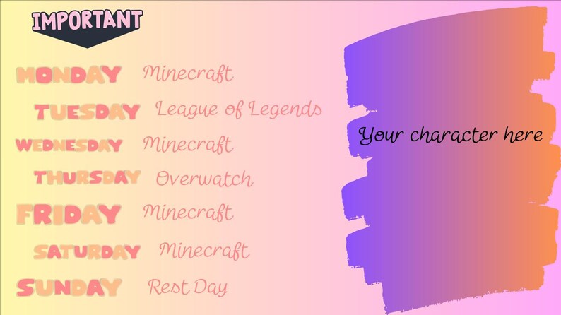 Stream Schedule Template for Twitch and Youtube - Etsy